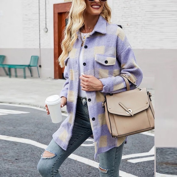 Jackets & Coats | 61 Heavyweight Oversized Purple Yellow Plaid Flannel ...